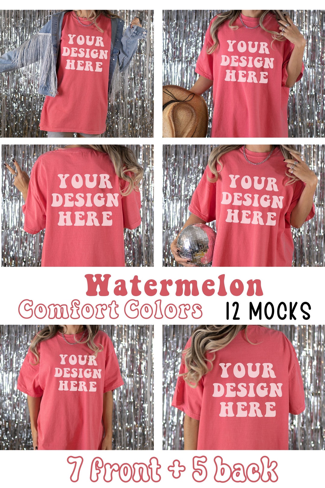 Watermelon Comfort Colors Mockup Bundle Front and Back Trendy Comfort ...