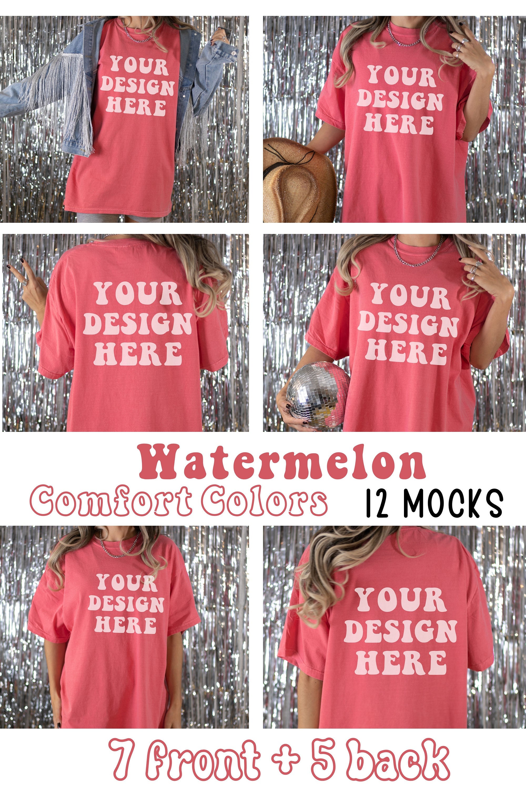Watermelon Comfort Colors Mockup Bundle Front and Back Trendy - Etsy