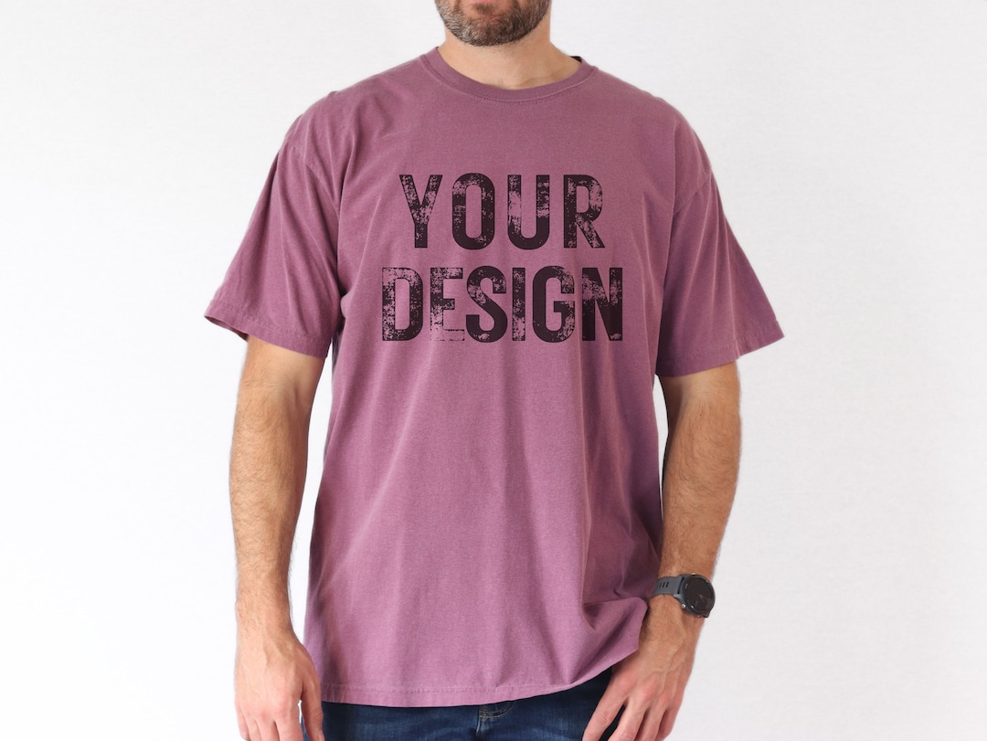 Berry Comfort Colors 1717 Male Mockup, Berry C1717 Male Model Mock-up ...