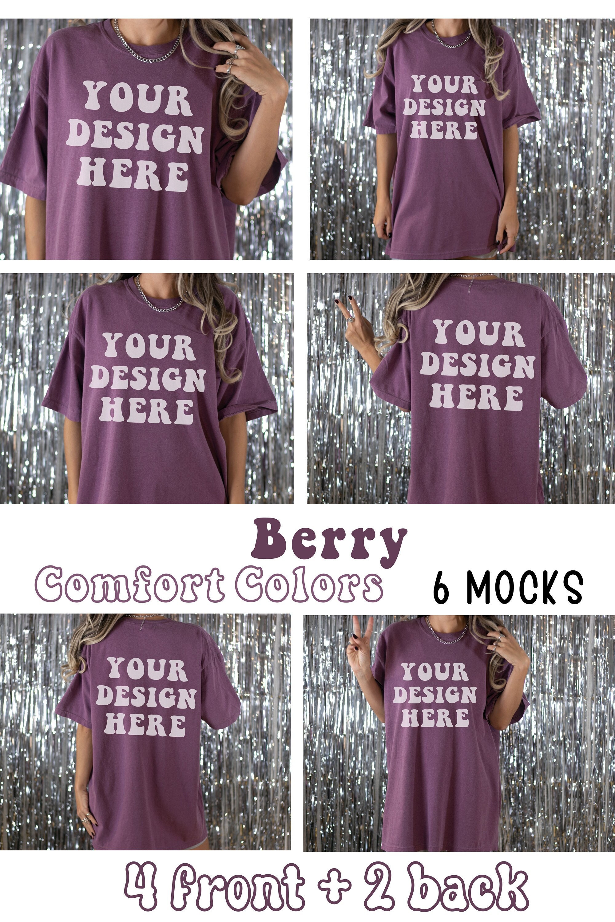 Berry Comfort Colors Mockup Bundle Front and Back Trendy - Etsy