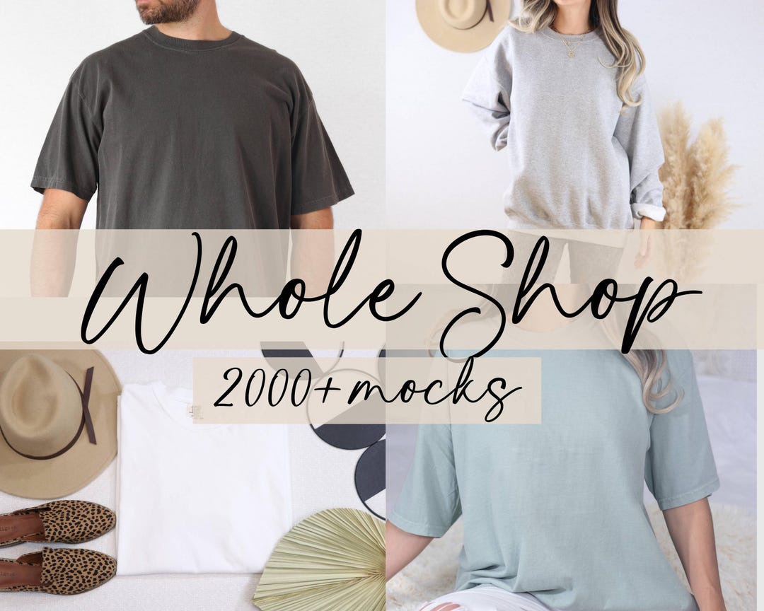 Entire Shop Bundle, Whole Shop Mockup Bundle, Boho Esthetic, Male Model Mockups, Bella Canvas ...