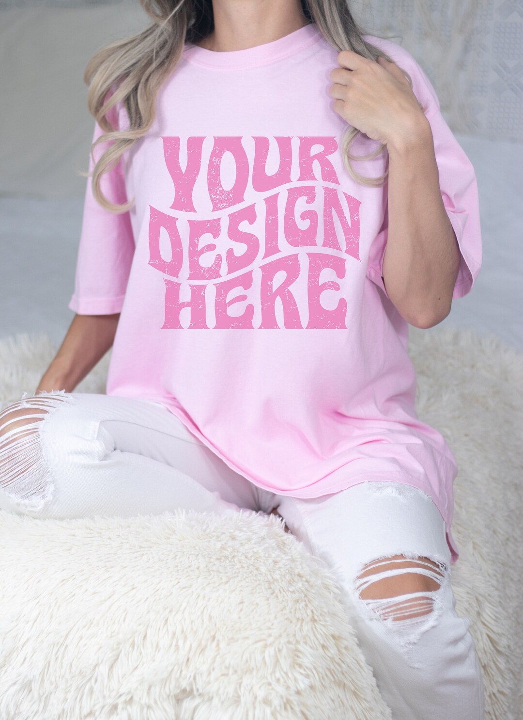 Blossom Comfort Colors Mockup, Preppy Aesthetic Spring Summer, Light ...