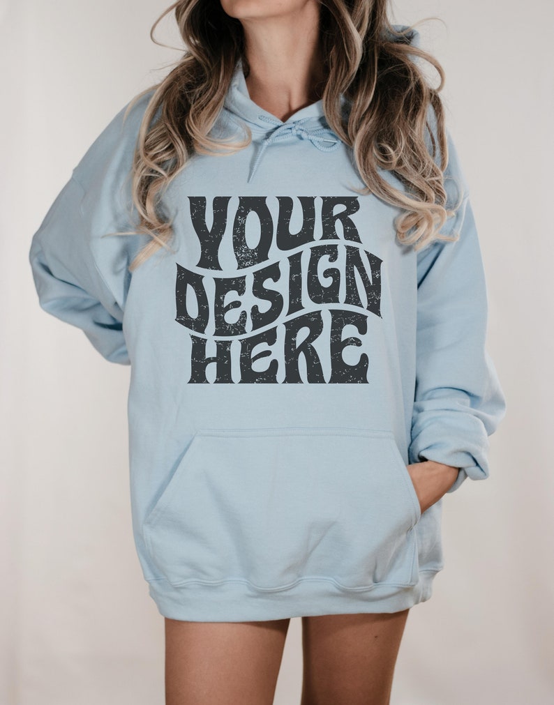 Light Blue Hoodie Mockup Bundle Front Back Gildan 18500 Blue Mockup ...