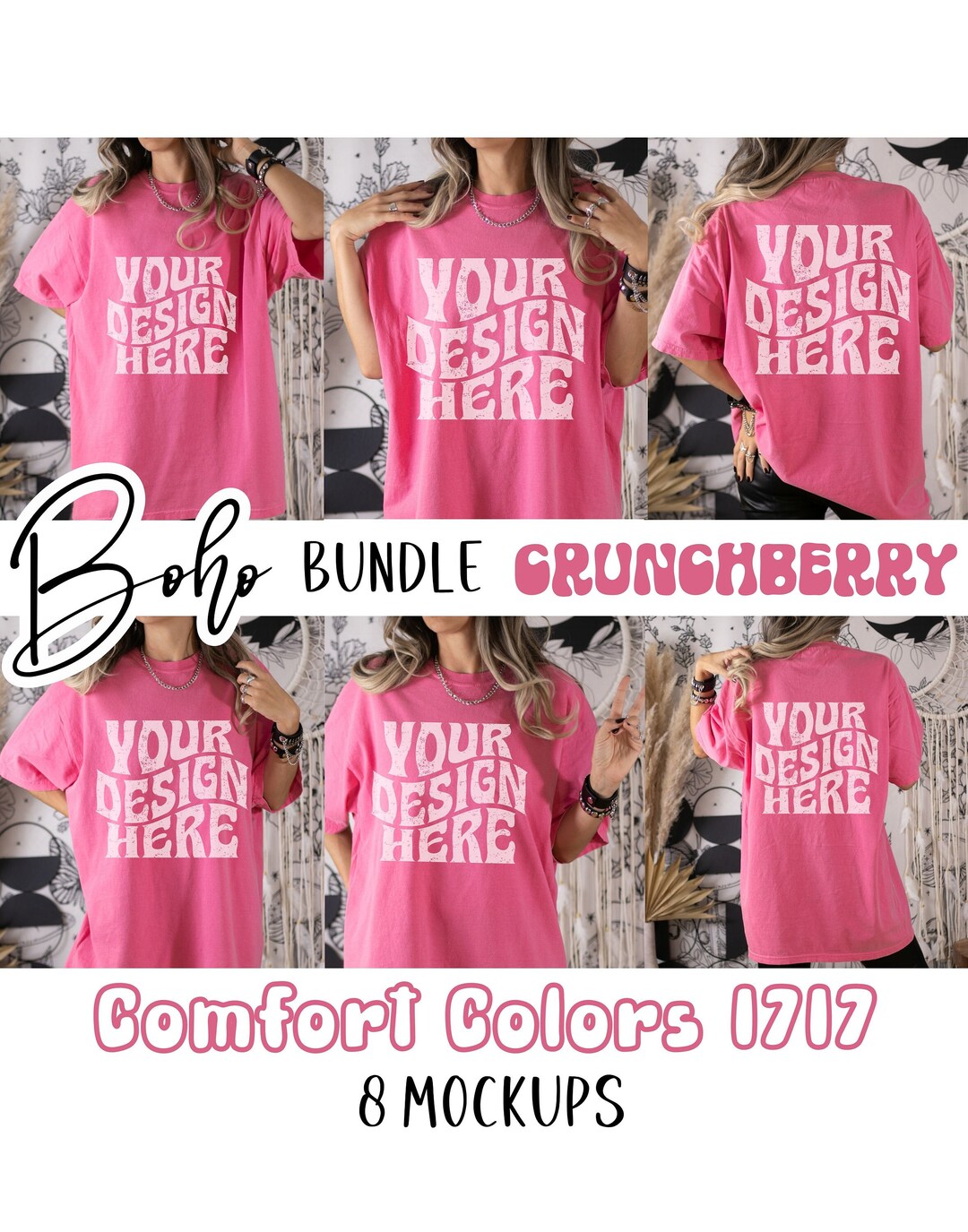 Crunchberry Comfort Color Mockup Bundle Front Back Shirt Mock C1717 ...