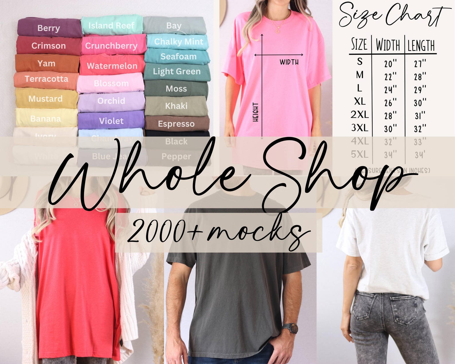 Whole Shop Bundle, Entire Shop Mockup Bundle, Comfort Colors, Bella ...