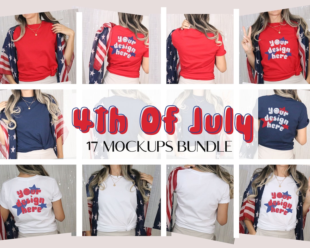 Mockup Bundle 4th of July, Bella Canvas White Mockup Front and Back ...