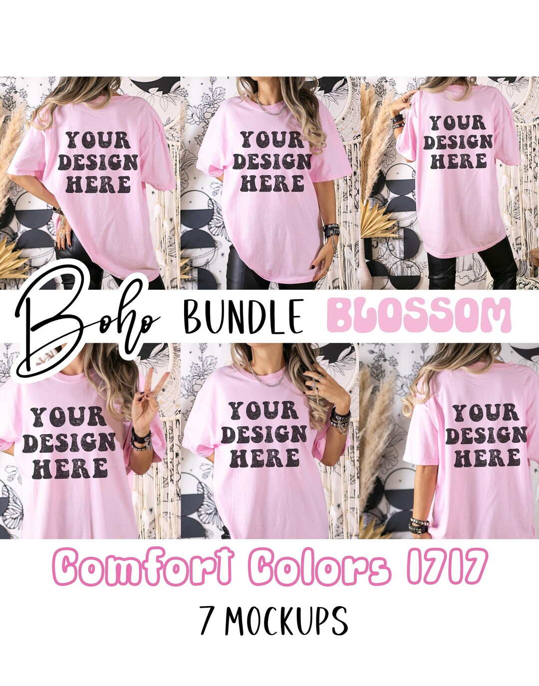 Blossom Comfort Color Mockup Bundle Front and Back Shirt Mock up C1717 ...