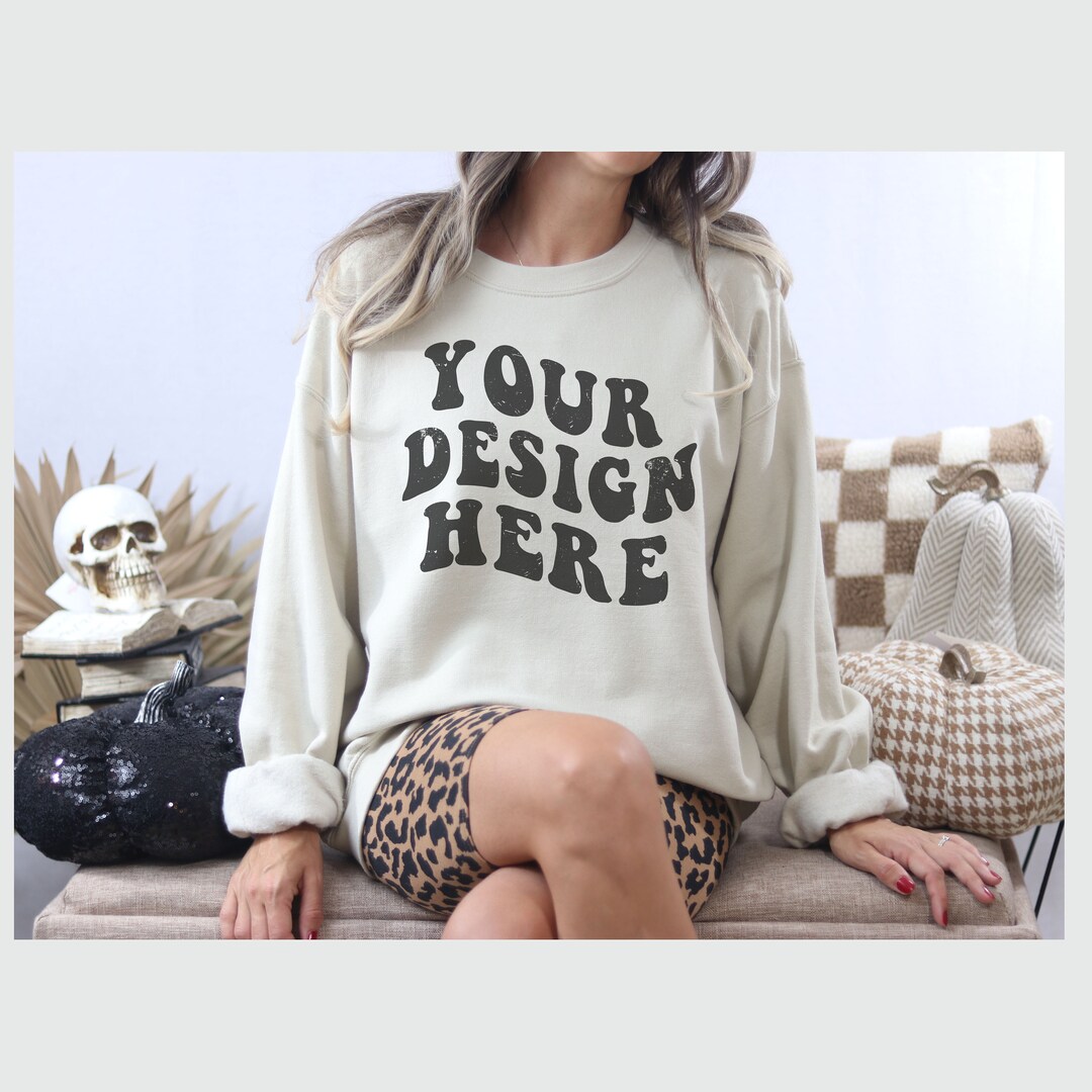 Sand Fall Mockup, Gildan 18000 Mockup Sand, Fall Sweatshirt Mockup ...