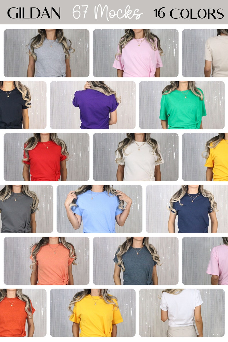 16 Colors Gildan 5000 Mockup Bundle, Light Pink Gildan Tshirt Mockup ...