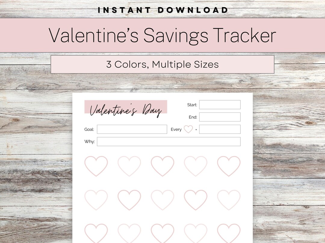 Valentine's Day Savings Tracker, Valentine's Day Savings Challenge ...