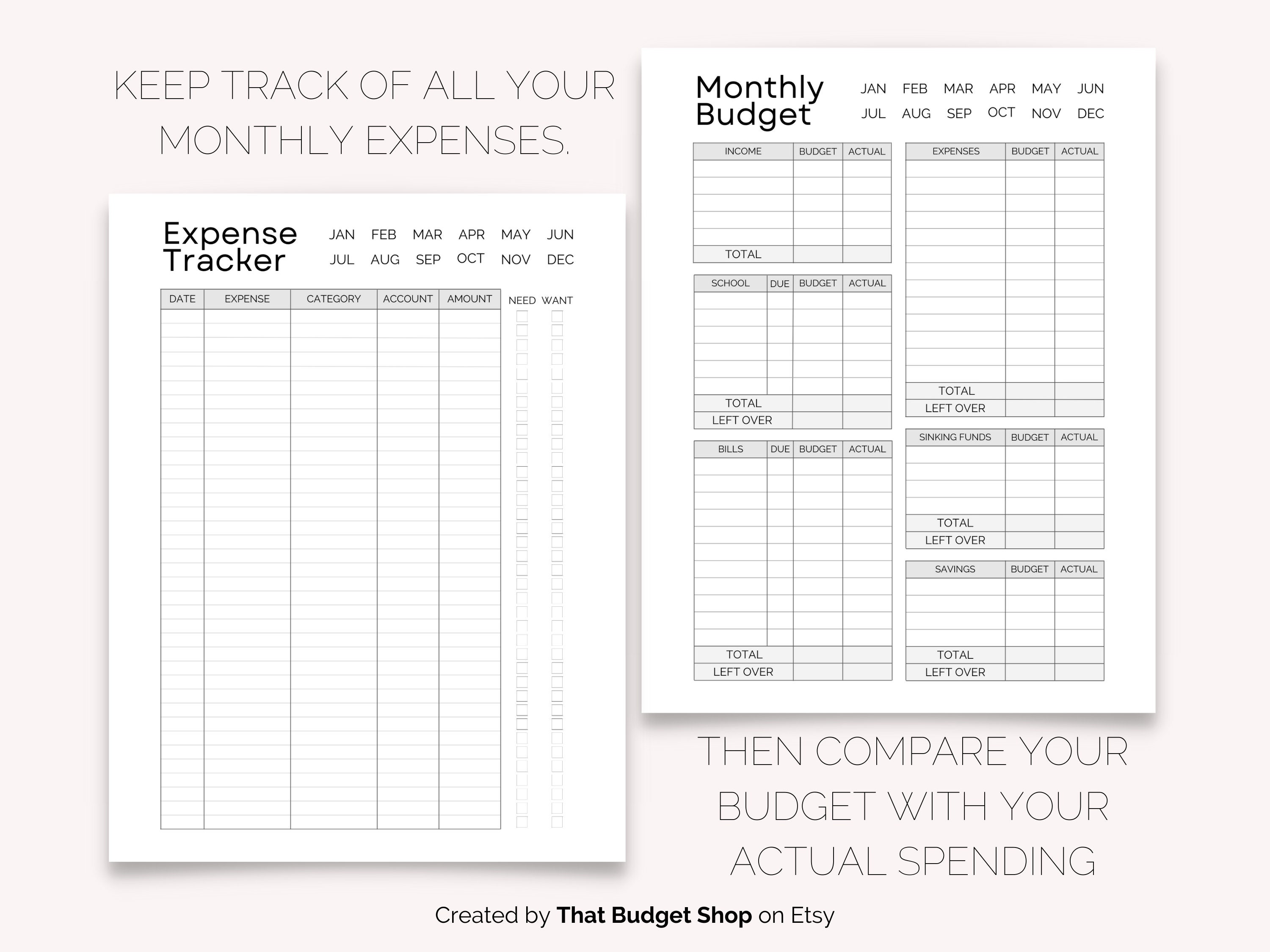 Budget for College Students, College Budget Tracker, Student Expense ...
