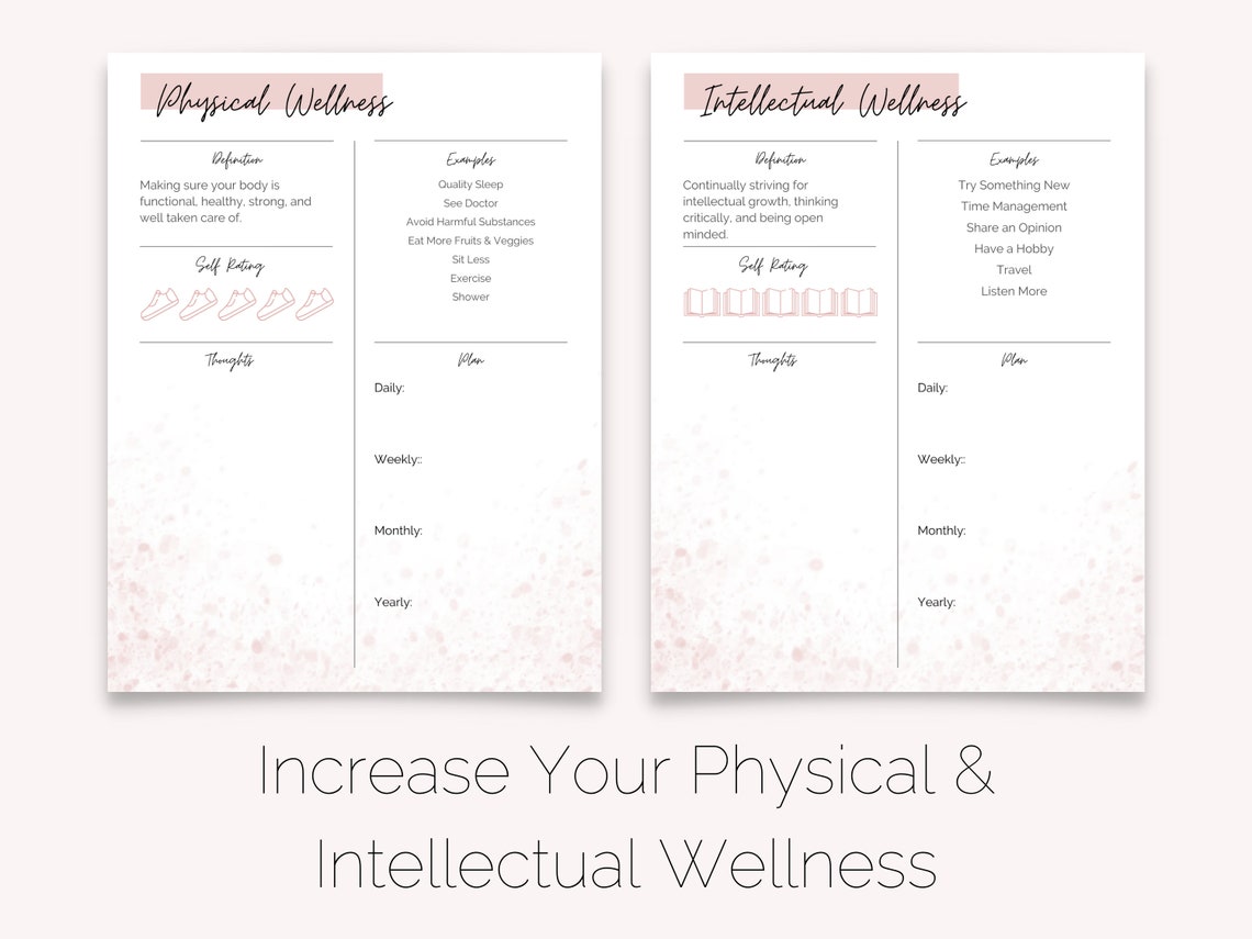 Wellness & Self Care Planner, Printable Wellness Journal, 8 Dimensions ...