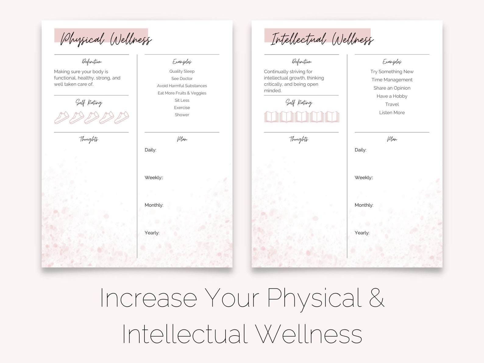 Wellness & Self Care Planner, Printable Wellness Journal, 8 Dimensions ...