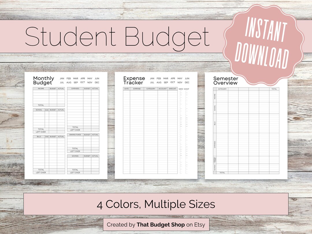 Budget for College Students, College Budget Tracker, Student Expense ...