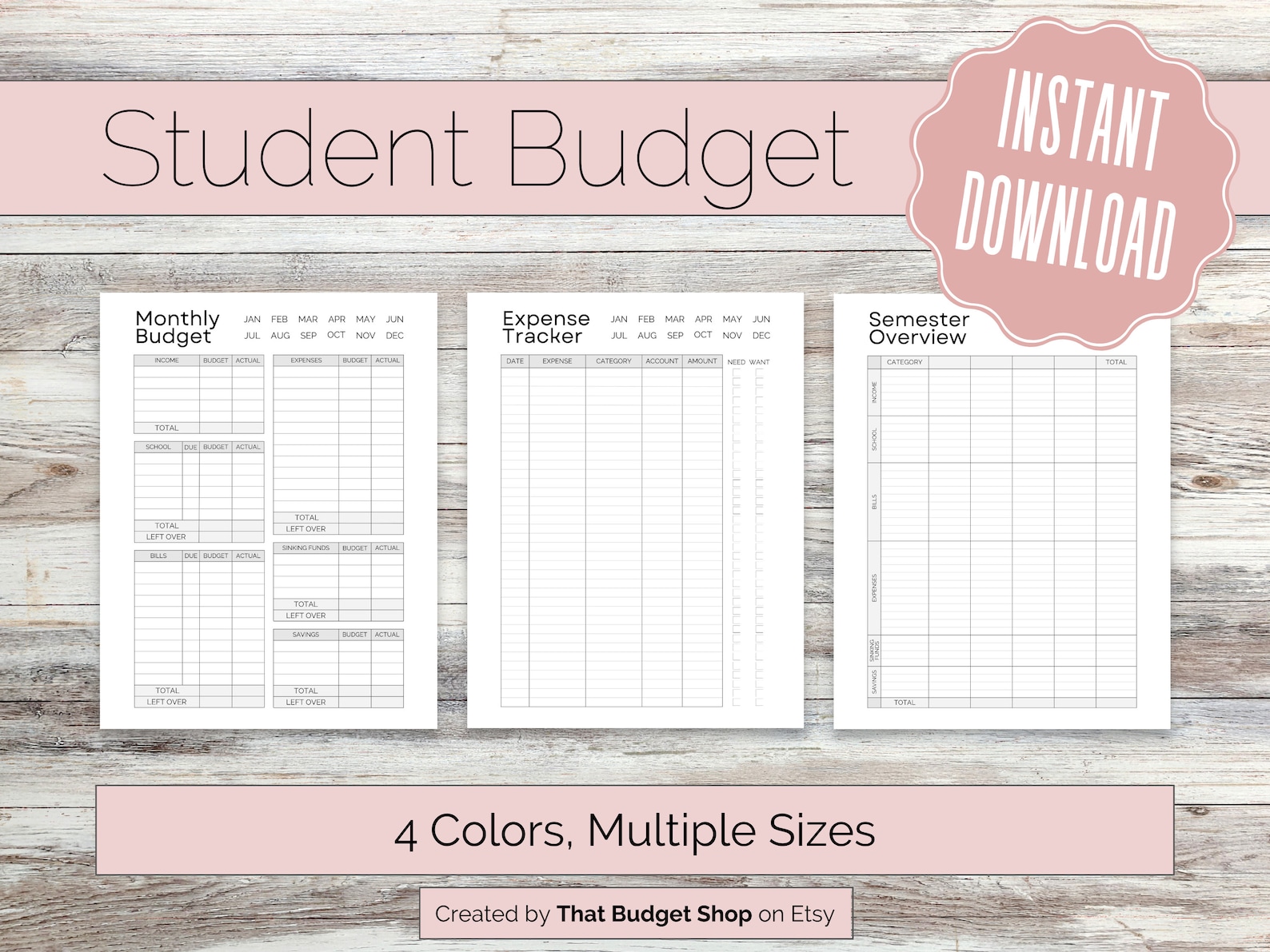 Budget for College Students, College Budget Tracker, Student Expense ...