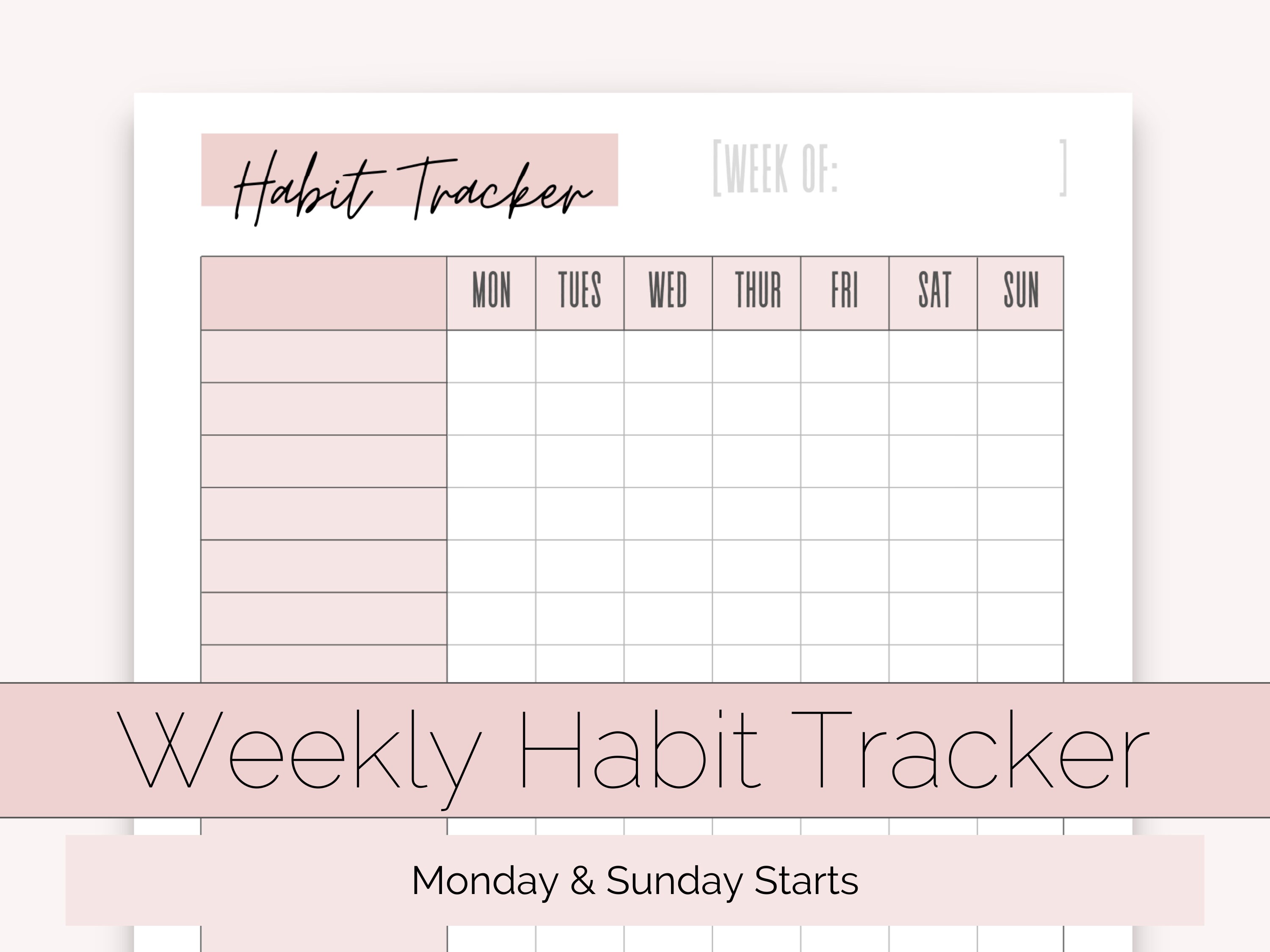 Weekly Habit Tracker, Daily Habit Tracker, Routine Tracker, Planner ...