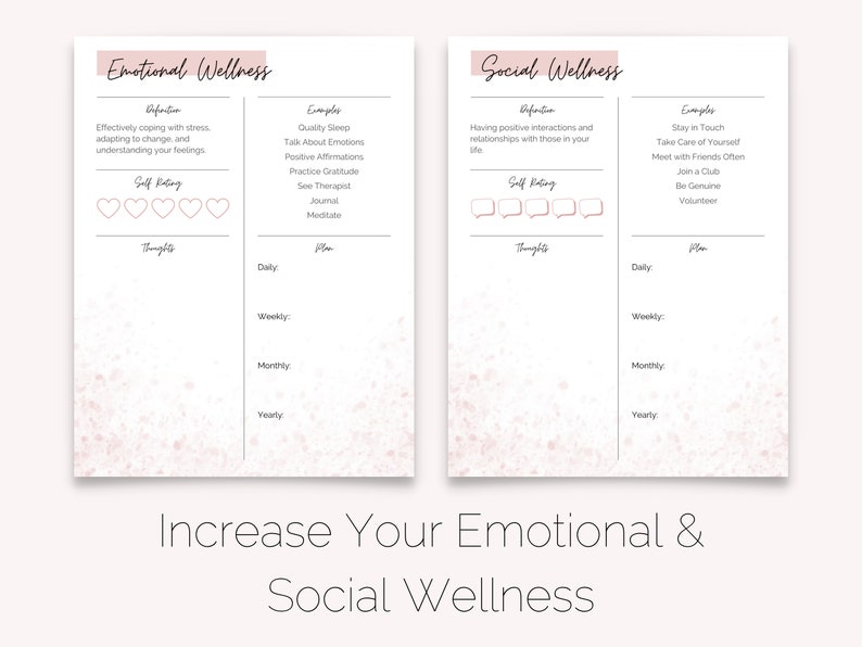 Wellness & Self Care Planner, Printable Wellness Journal, 8 Dimensions ...