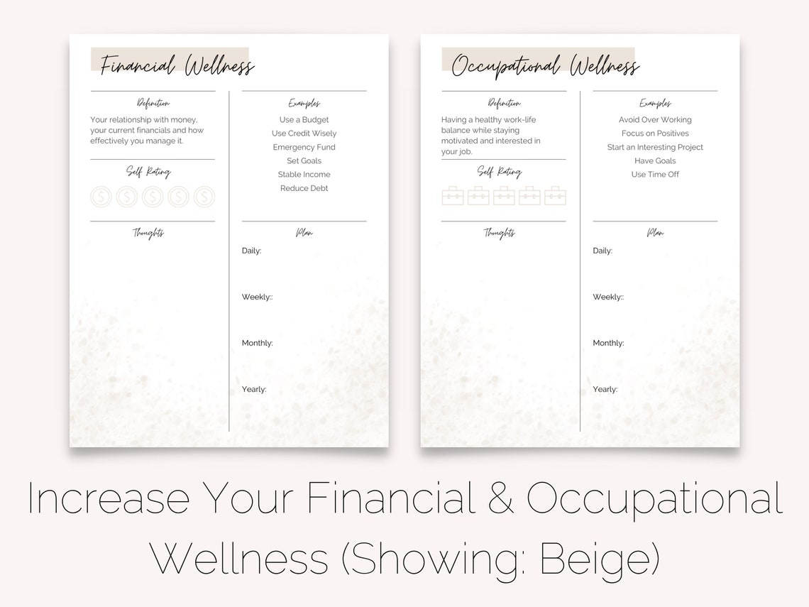 Wellness & Self Care Planner, Printable Wellness Journal, 8 Dimensions ...
