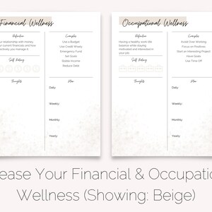 Wellness & Self Care Planner, Printable Wellness Journal, 8 Dimensions ...