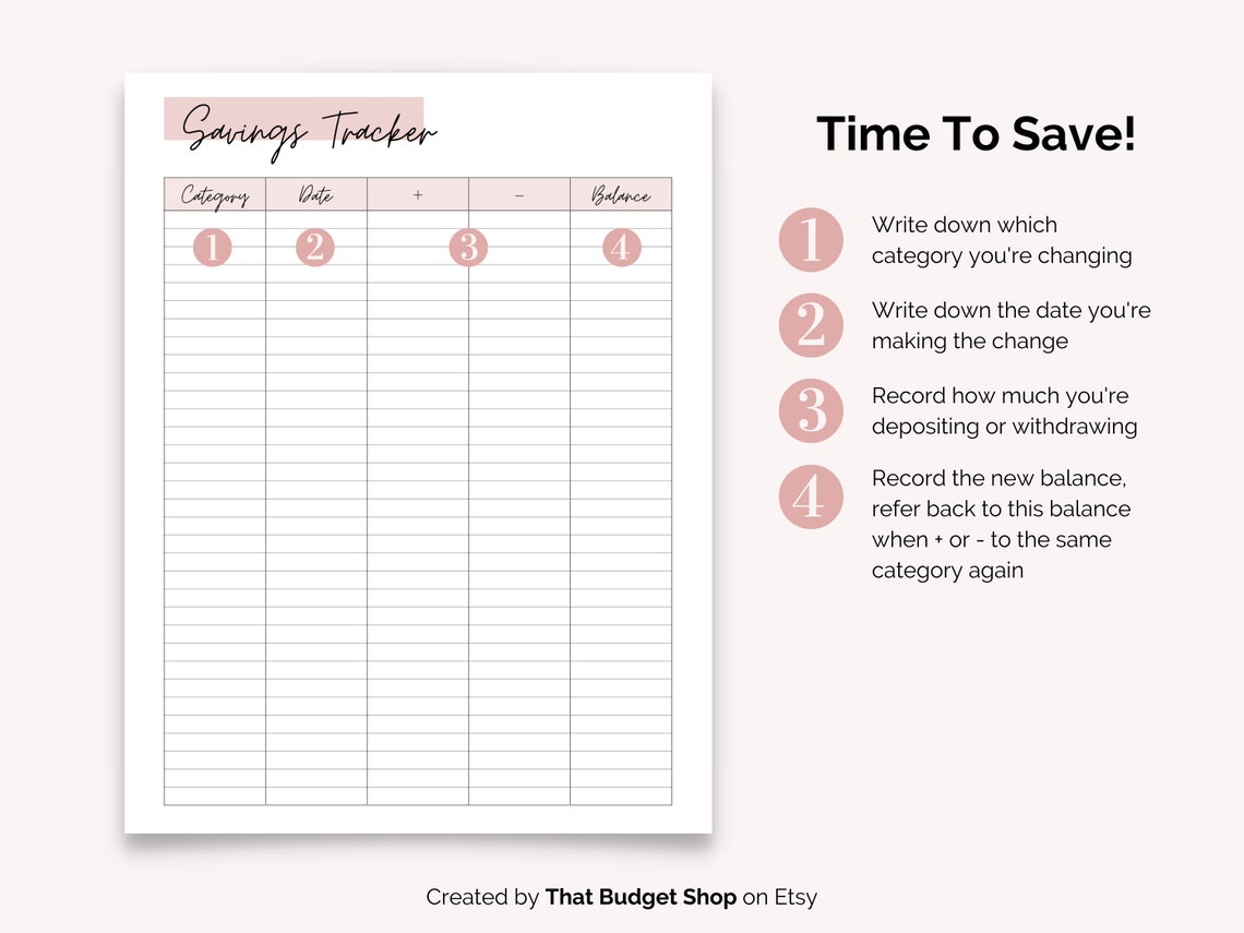 Printable Savings Tracker, Savings Goal, Savings Goal Planner, Money ...