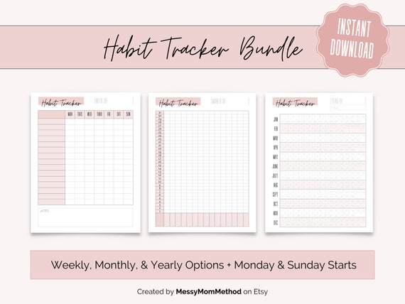 Habit Tracker Bundle Daily Habit Tracker Weekly Habit | Etsy
