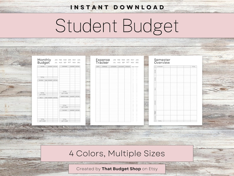 Budget for College Students, College Budget Tracker, Student Expense ...