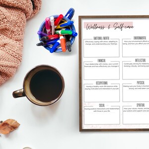 Wellness & Self Care Planner, Printable Wellness Journal, 8 Dimensions ...