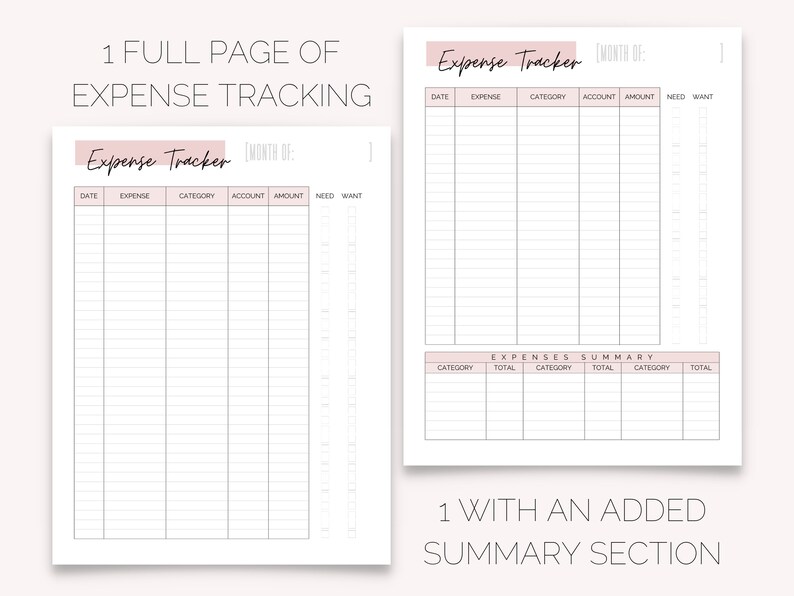 Expense Tracker, Personal Finance, Printable Spending Tracker, Finance ...