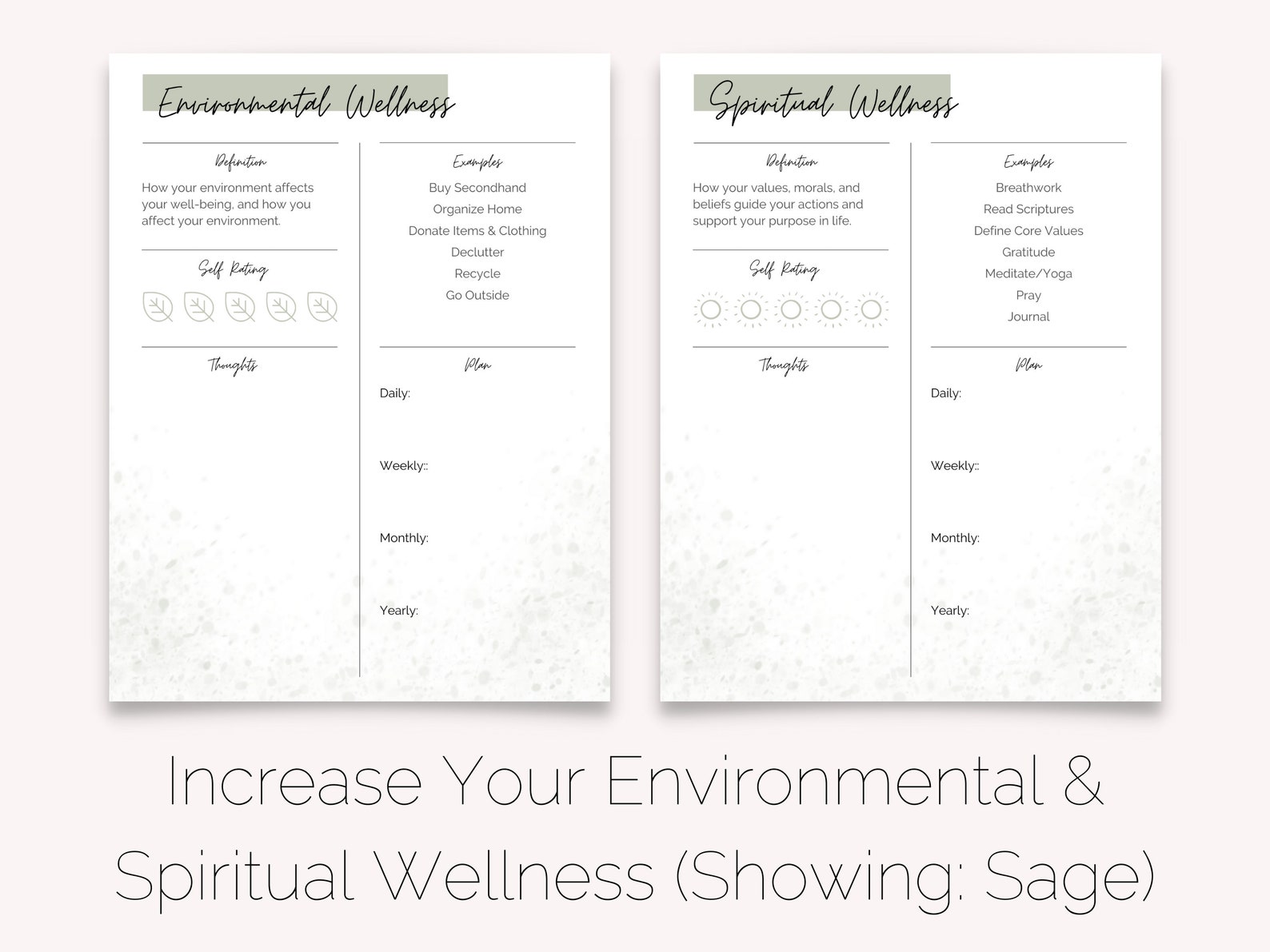 Wellness & Self Care Planner, Printable Wellness Journal, 8 Dimensions ...