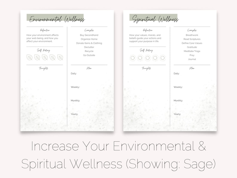 Wellness & Self Care Planner, Printable Wellness Journal, 8 Dimensions ...
