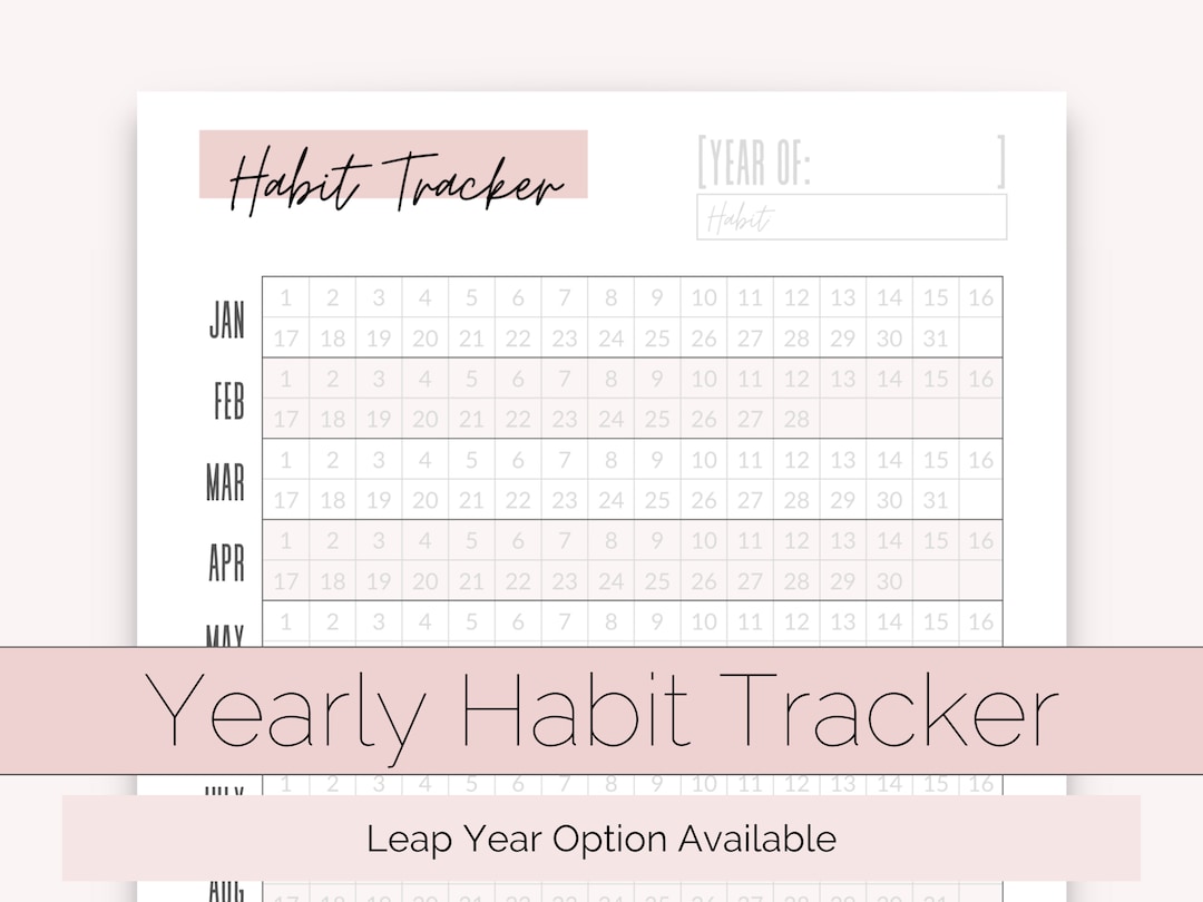 Yearly Habit Tracker, Printable Habit Tracker, Routine Tracker, Habit ...