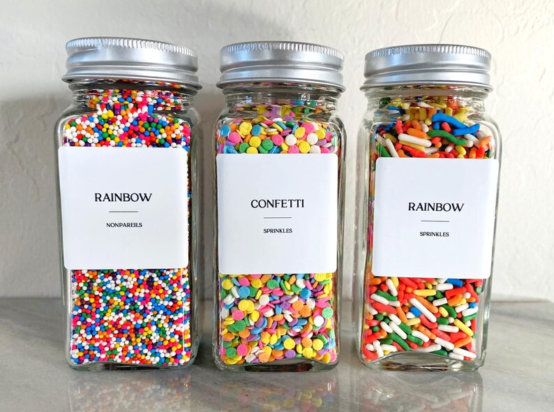 Modern Sprinkle Labels Oil and Water Resistant by Hazel Lane Design Co ...