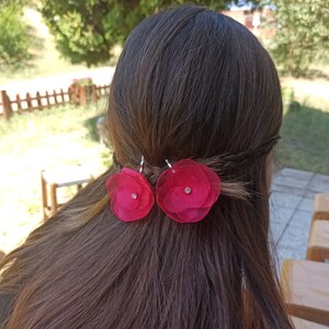 White Flower Bobby Pins With Fabric Flowers, White Floral Hair ...