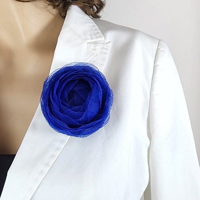 Royal Blue Flower Brooch - Etsy