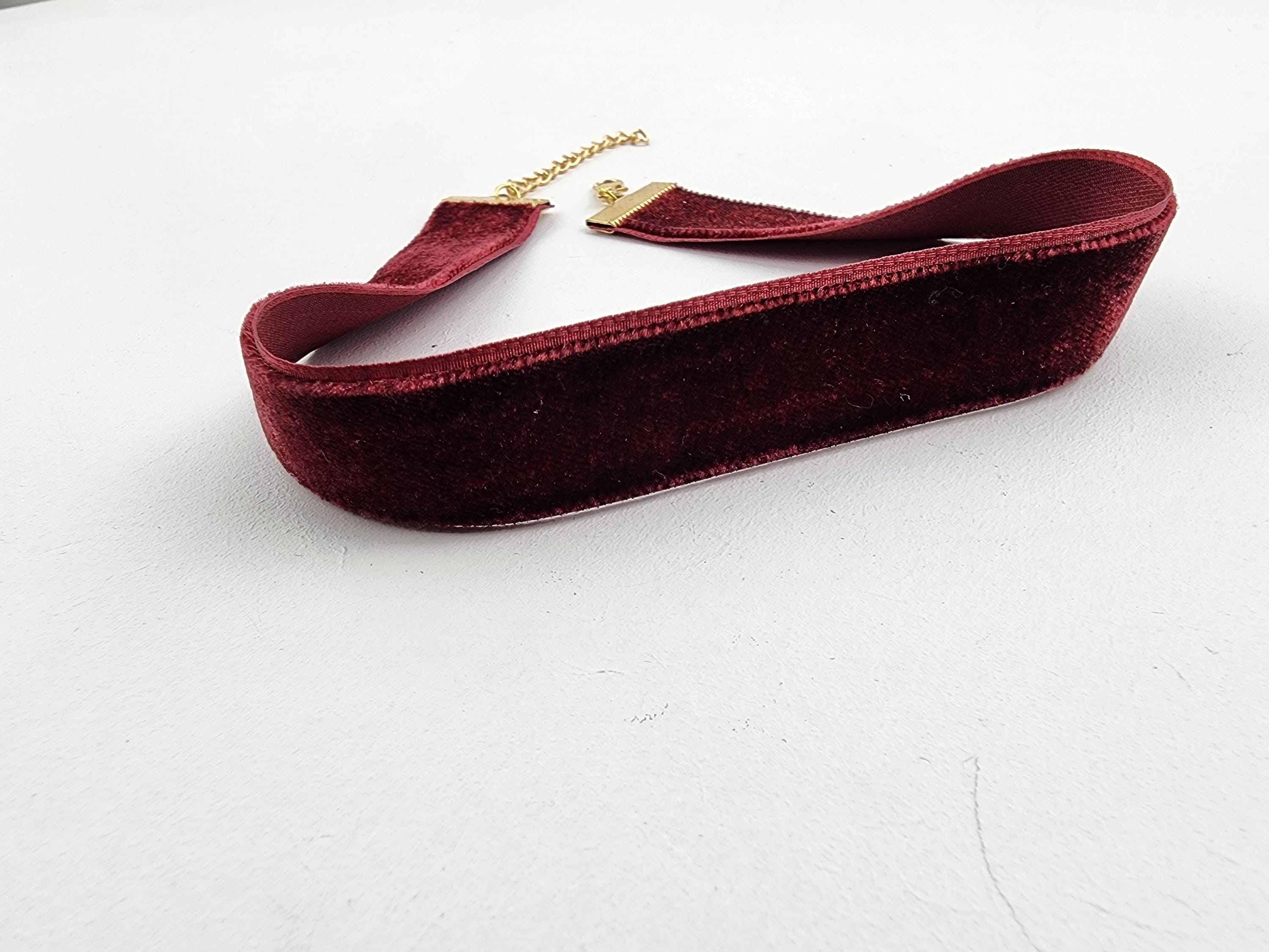 Burgundy Velvet Choker Necklace: Gothic Bohemian Style - Etsy