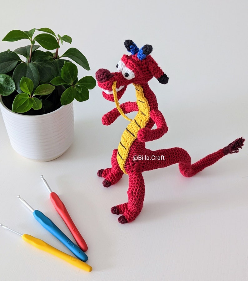 Mushu mulan's Dragon Crochet Doll Amigurumi Pattern PDF - Etsy