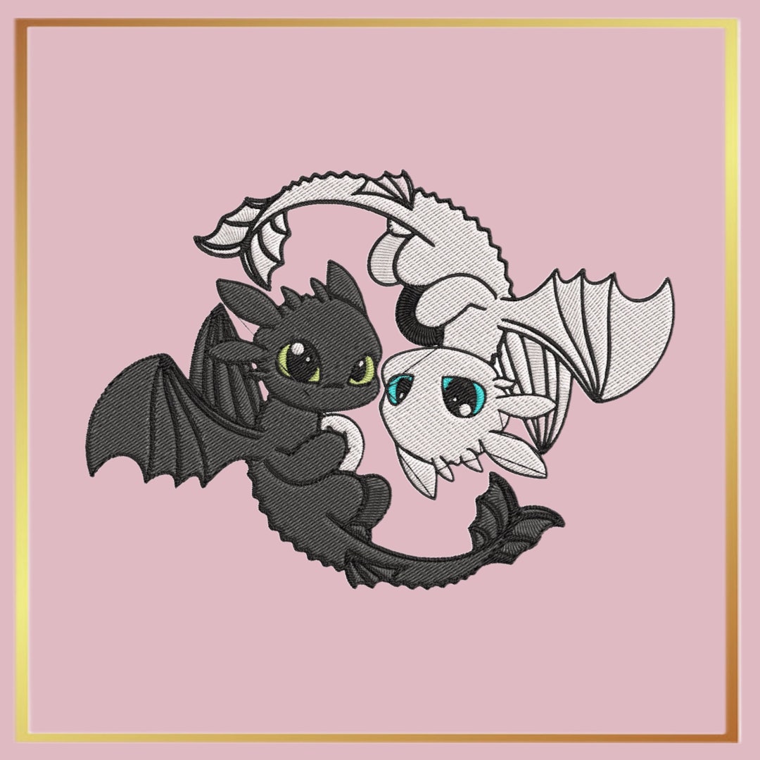Toothless and Light Fury Embroidery Design File / How to Train Your ...