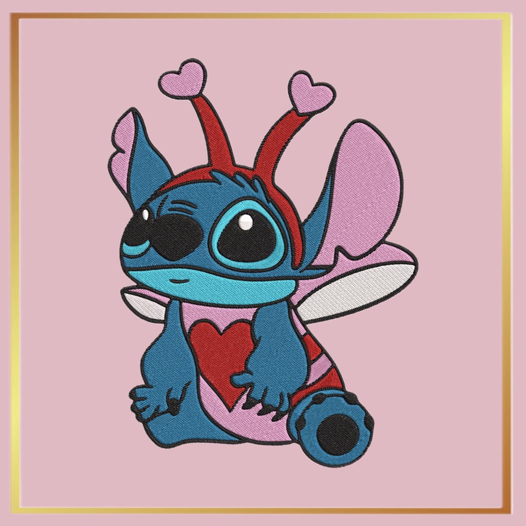 Stitch Love Bug Valentines Day Embroidery Design File / Digital ...