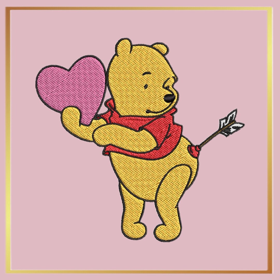 Pooh Valentines Day Embroidery Design File / Winnie Love Heart Cupid ...