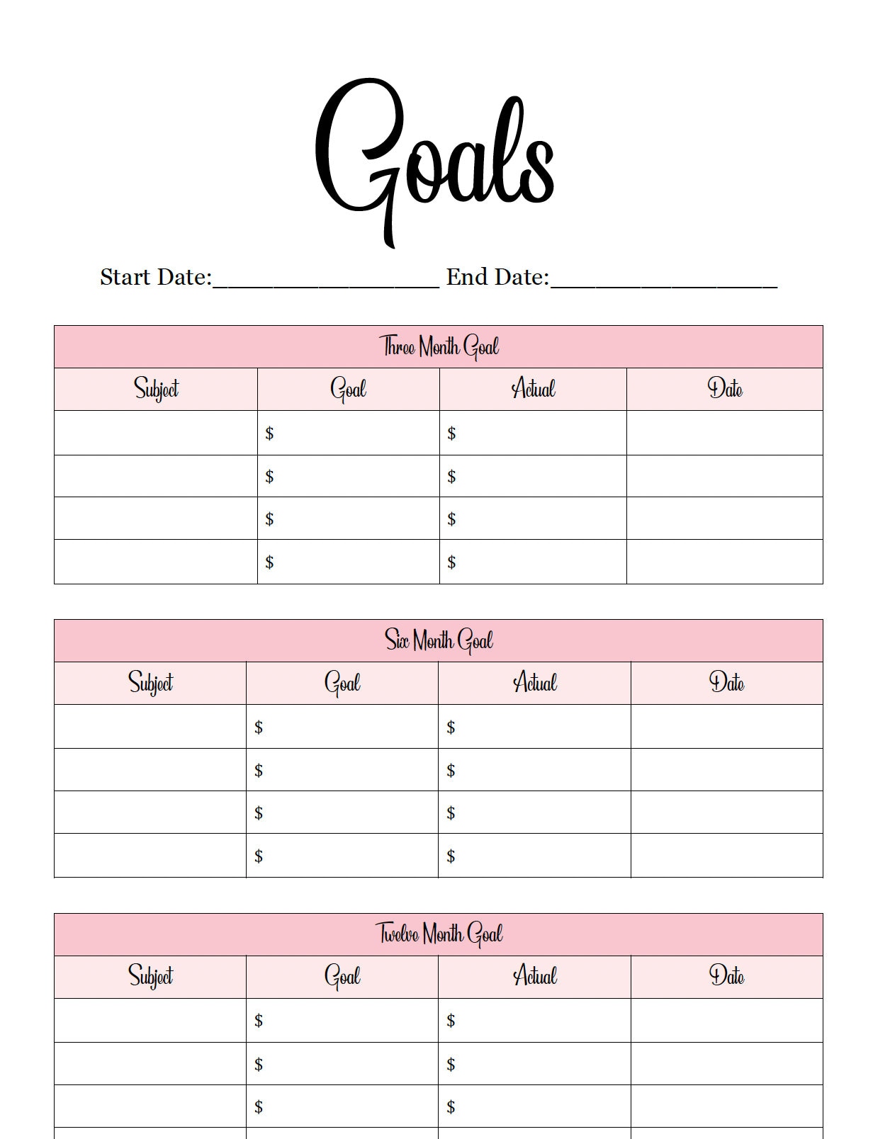 Simple BUDGET and GOAL Tracker Aesthetic Notes Aesthetic | Etsy