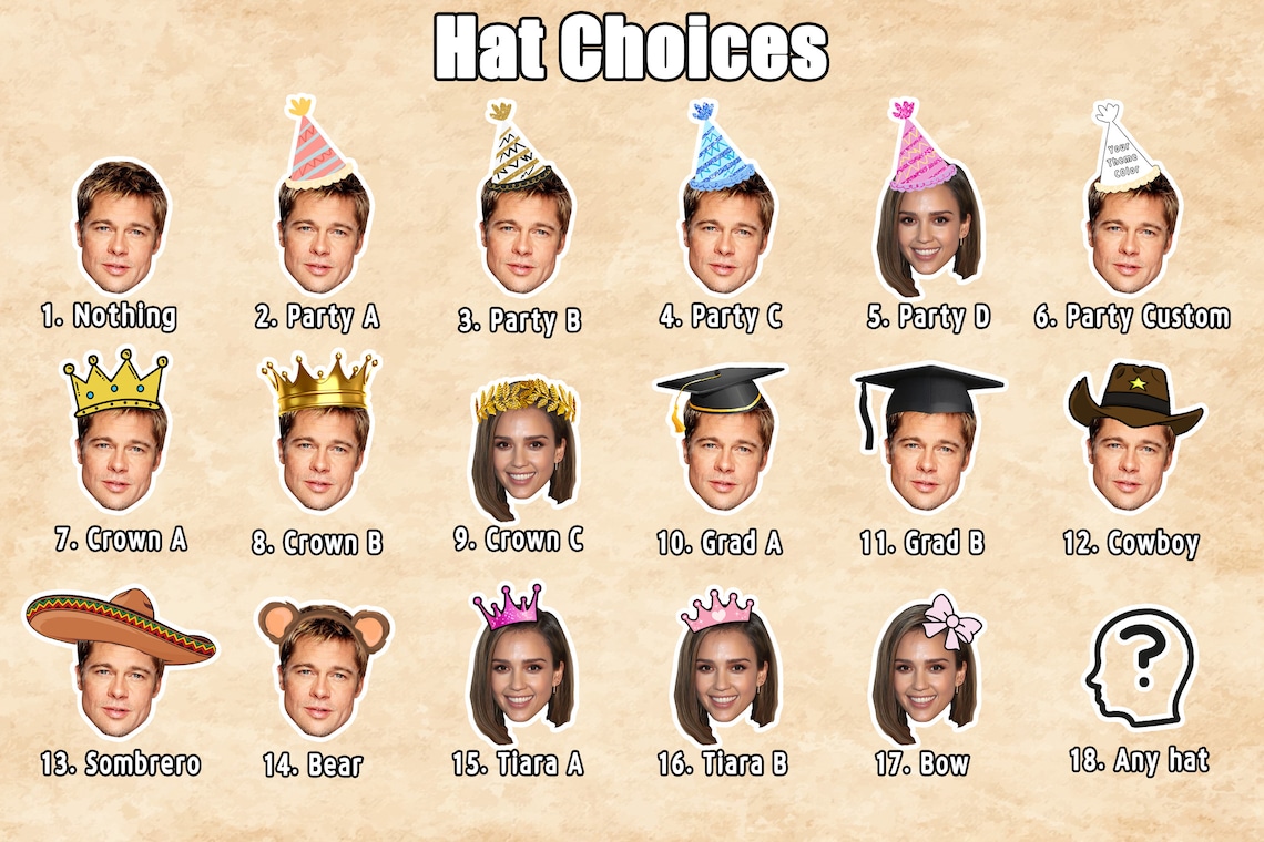 Personalized Party Hats Face Hats Bachelorette 21st 40th - Etsy