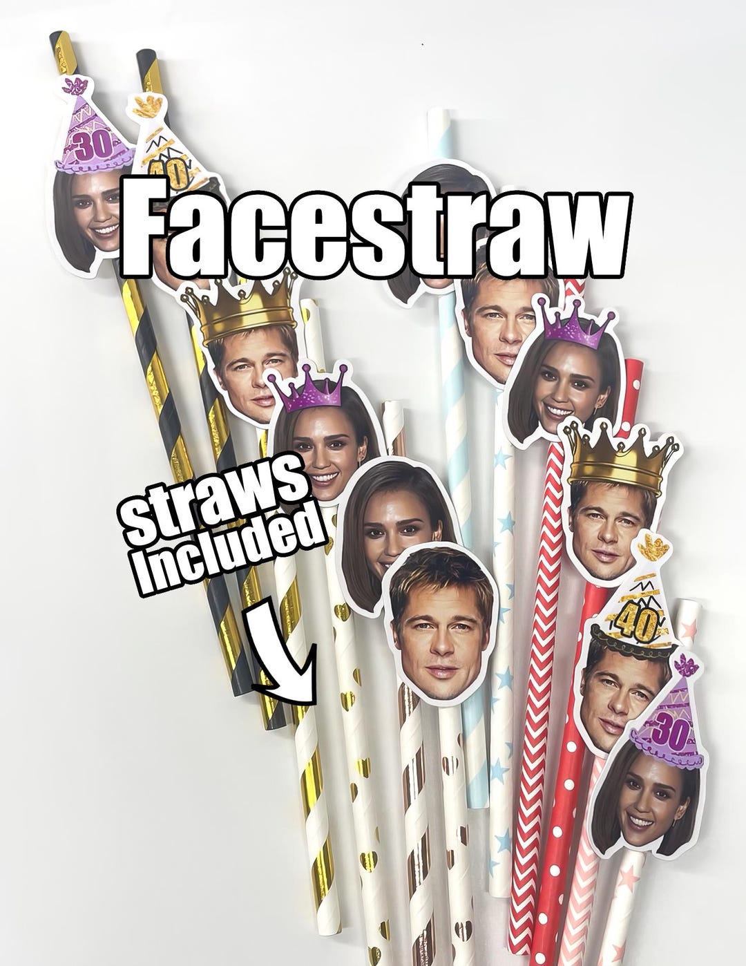Personalized Face Straws Photo Straw Party Straw Birthday Party ...
