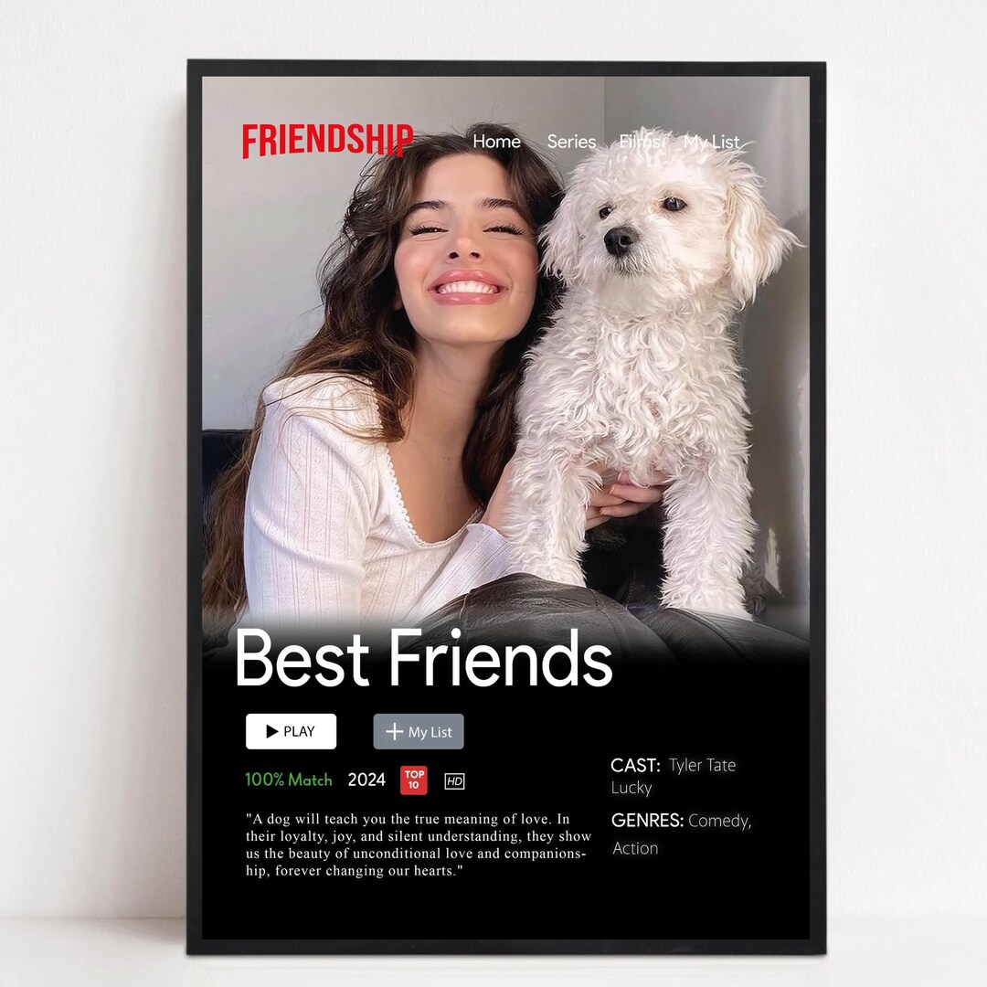 Personalized Netflix Wall Art | Best Friends With Pets Custom Poster ...