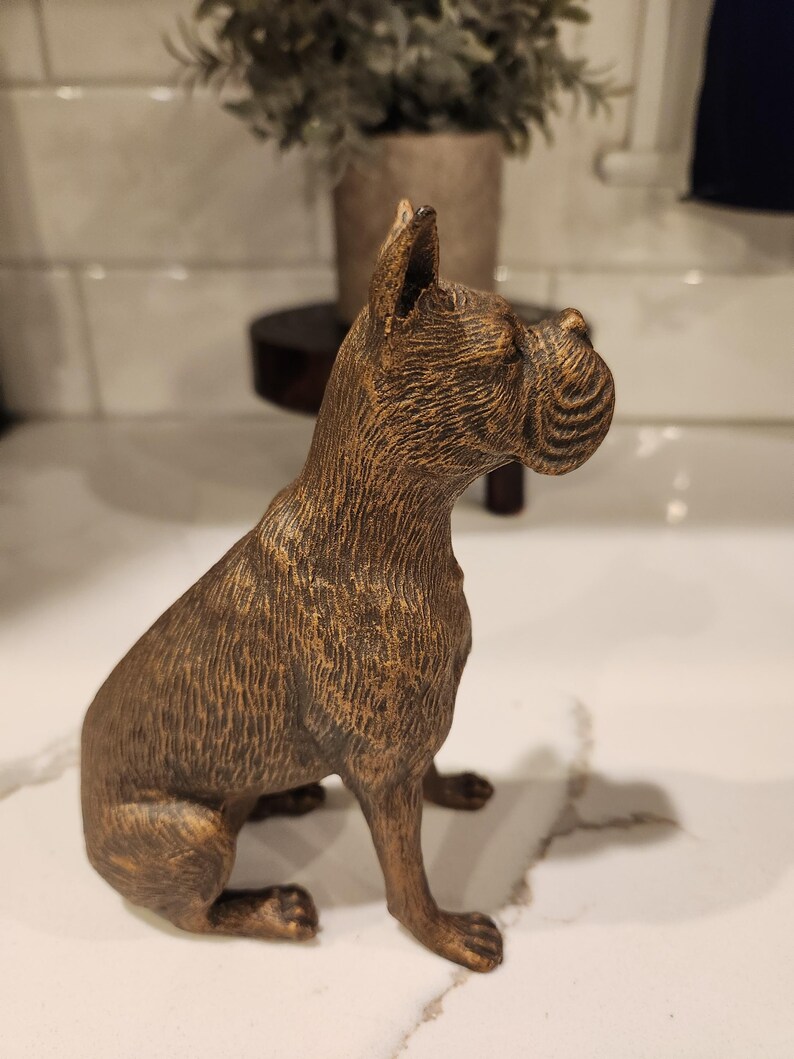 Vintage Bronze Boxer Dog Figurine - Etsy