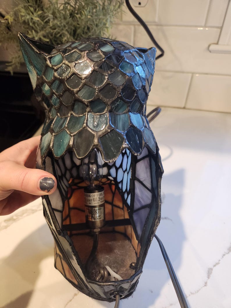 Tiffany Style Stained Glass Owl Lamp - Etsy