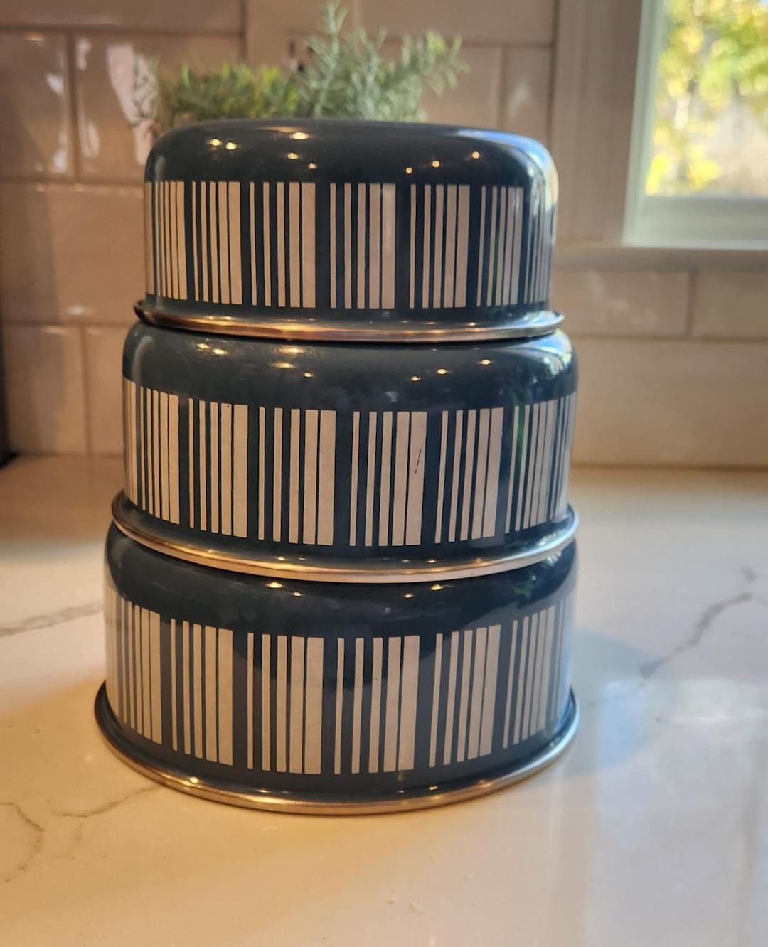 Blue Barcode Enamel Nesting Bowls - Etsy