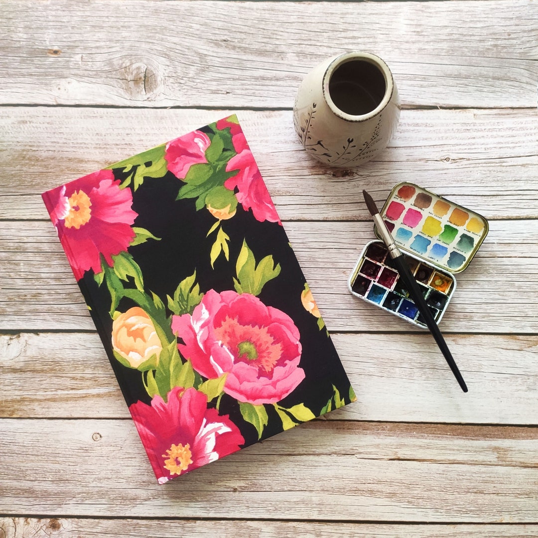 A4 Watercolor Notebook 100% Cotton Paper Saunders W. Flower Fabric ...