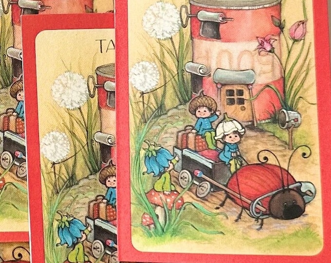 Vintage Pixie Elf Fairy Acorn Lady Bug Bridge Tally Cards - Etsy