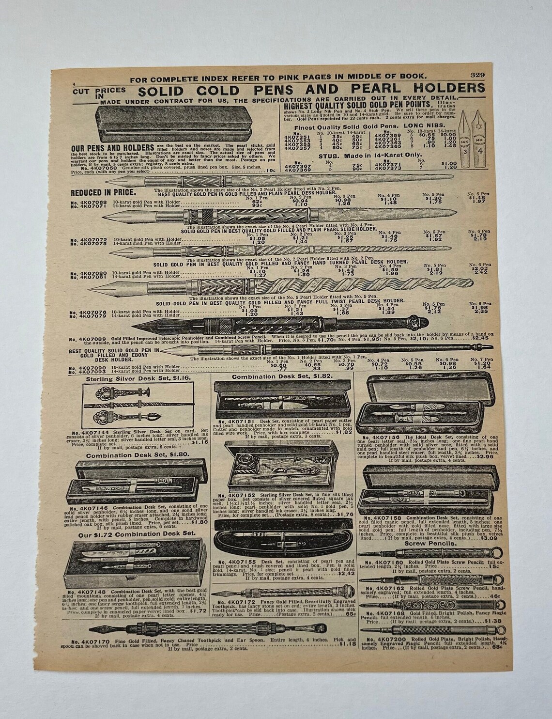 Fountain Pens and Stylographic Pens Advertisement 1 Page Sears, Roebuck ...