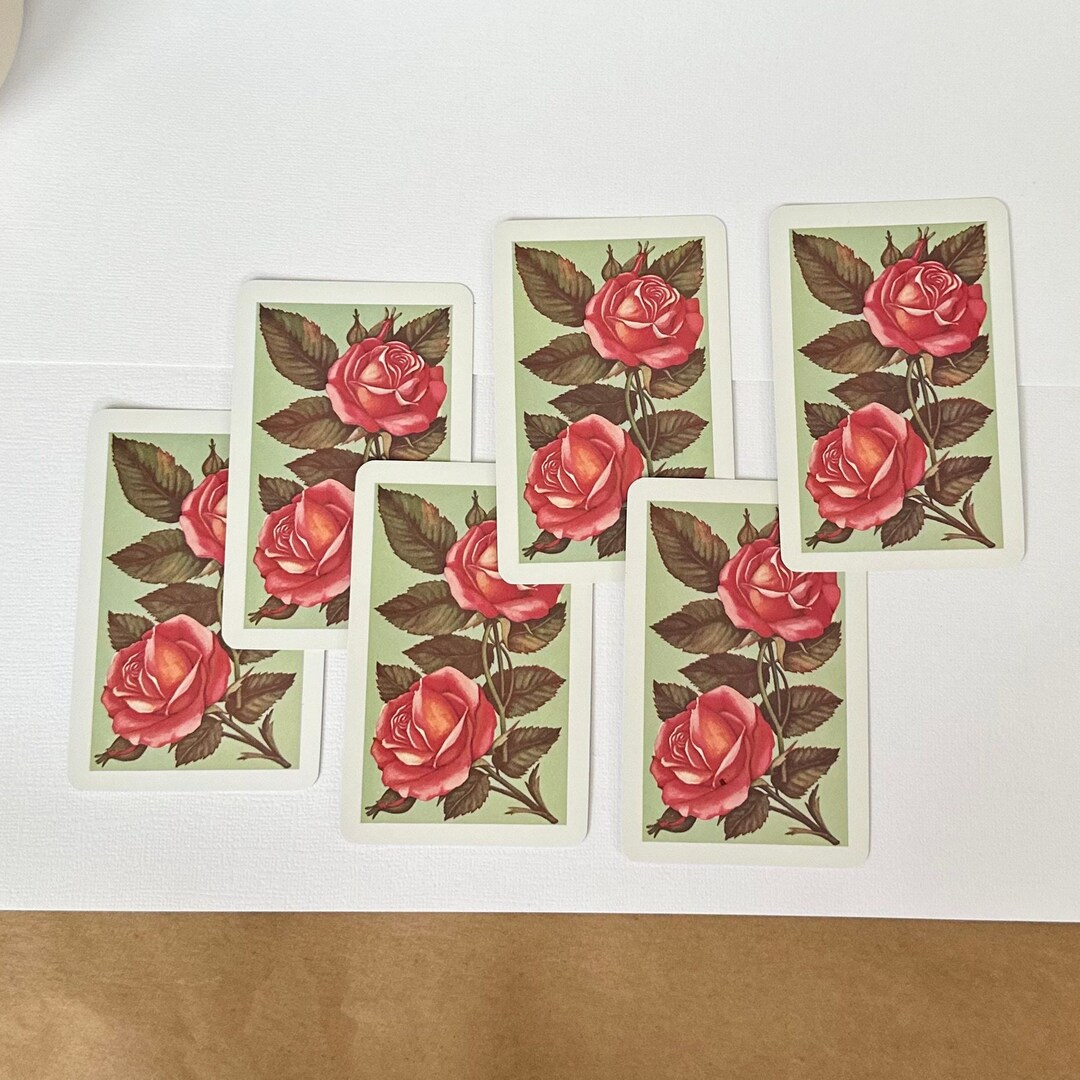 Vintage Pink Rose Playing Cards | Ephemera | Craft Supply - Etsy